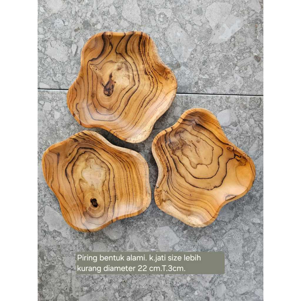 Jual PIRING ALAMI KAYU JATI/PIRING PLATING/PIRING AESTHETIC/PIRING UNIK ...