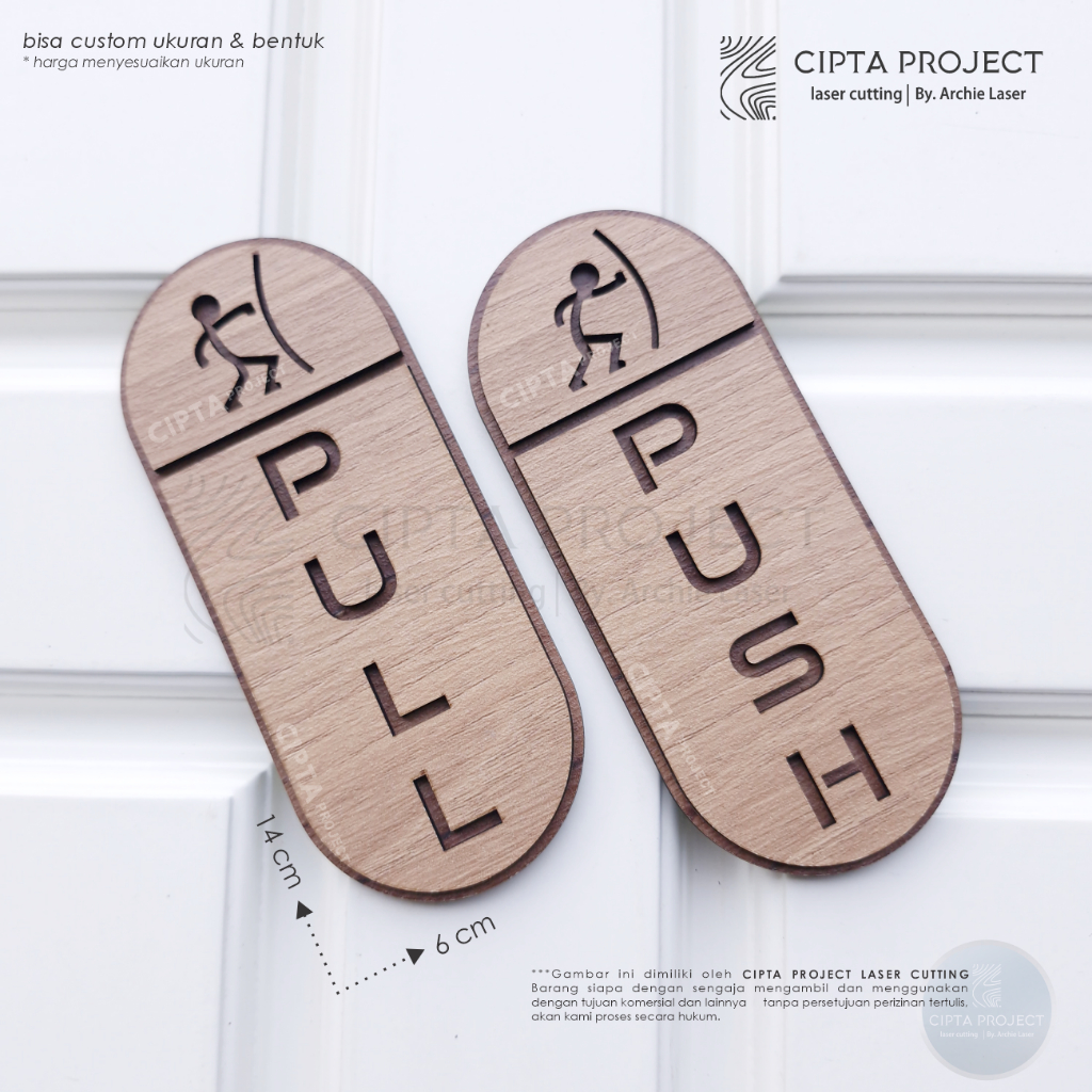 Jual Sign Kayu Pintu Tarik Dorong Push Pull / Penanda Pintu Tarik ...