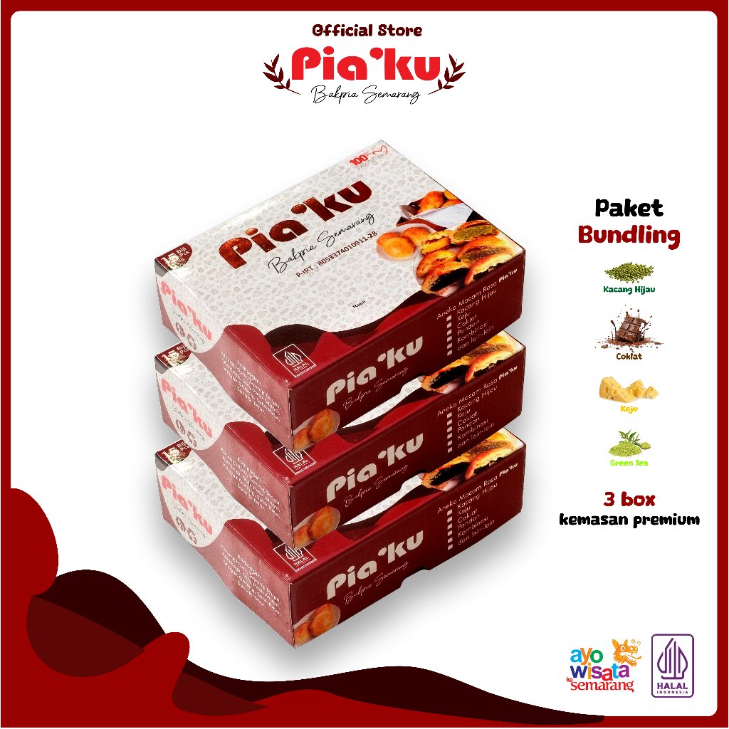 Jual Bakpia Piaku Semarang - [ 3 Box ] Paket Bakpia Semarang Mix Varian ...