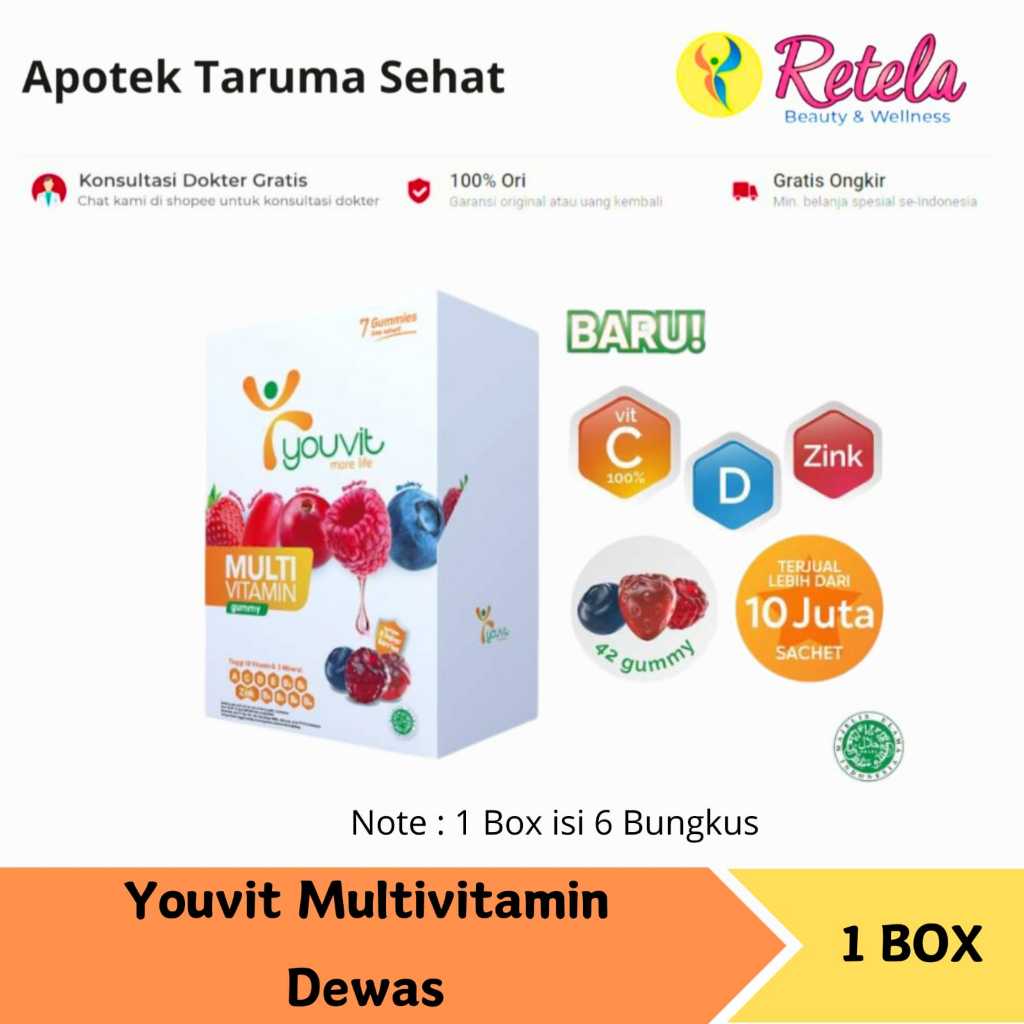 Jual YOUVIT MULTIVITAMIN DEWASA 1 BOX 6 SACHET | Shopee Indonesia