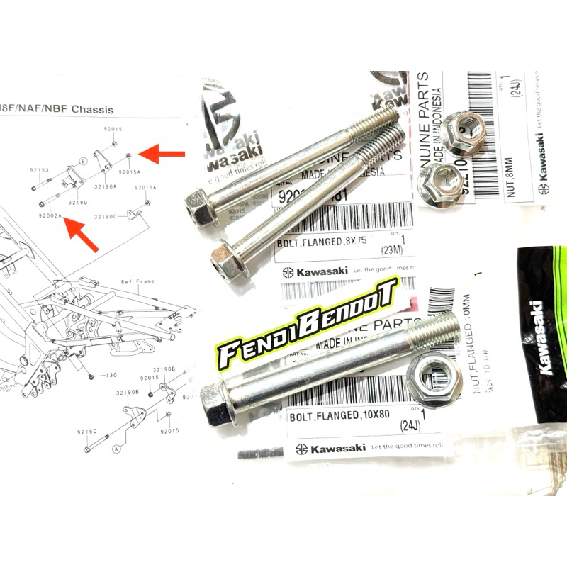 Jual BAUT SET MUR BREKET BRACKET ENGINE MOUNTING GANTUNGAN MESIN ATAS NINJA R SS ORIGINAL 8X80 ...