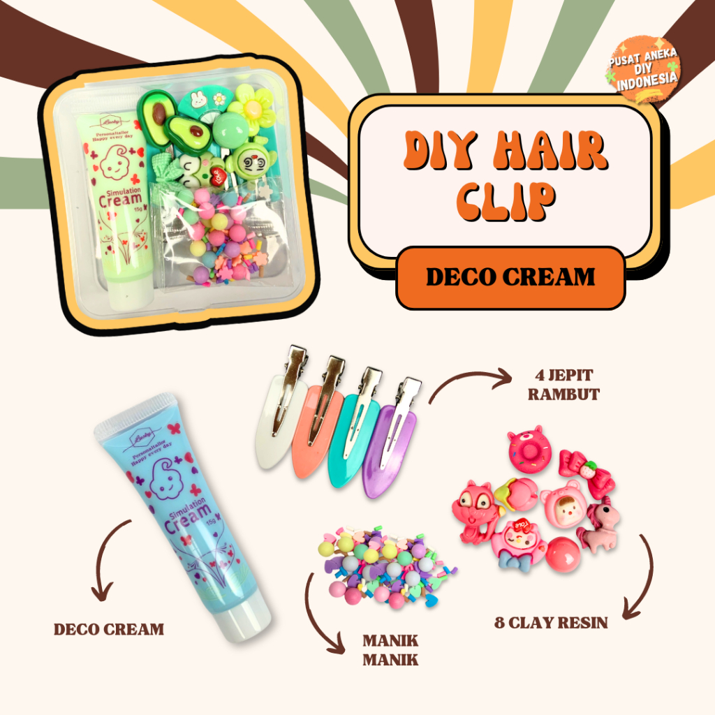 Jual DIY Hair Clip Deco Cream Set | Hairclip Handmade Jepit Rambut Anak ...