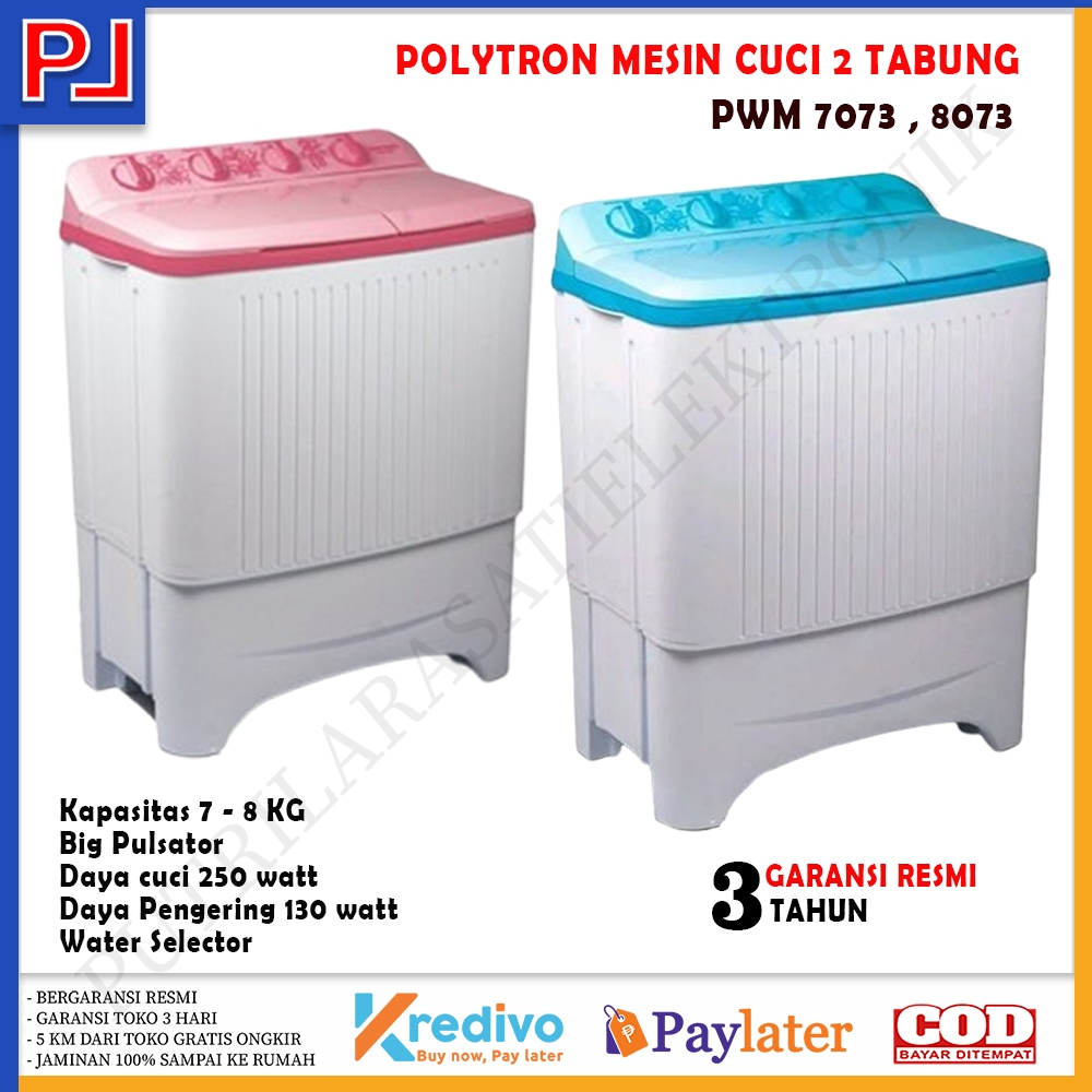 Jual Mesin Cuci 2 Tabung POLYTRON PWM 7073 8073 7 KG 8 KG Low Watt Garansi Resmi | Shopee Indonesia