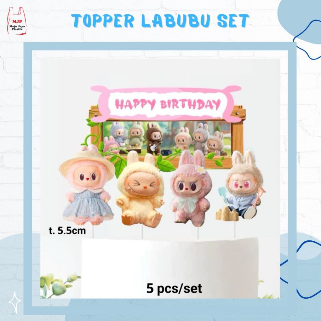 Jual 1SET CAKE TOPPER KARAKTER LABUBU ULANG TAHUN ANAK HIASAN KUE ULANG ...