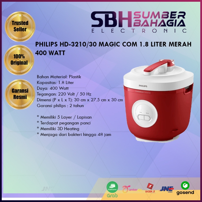 Jual PHILIPS HD-3210 / 30 MAGIC COM 1.8 LITER MERAH 400 WATT (NEW ...