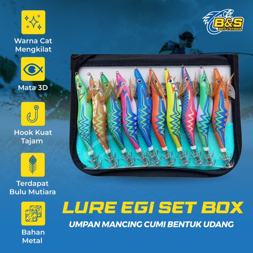 Jual Lure Egi 1 set isi 10pcs & 5pcs umpan mancing cumi bentuk udang ...