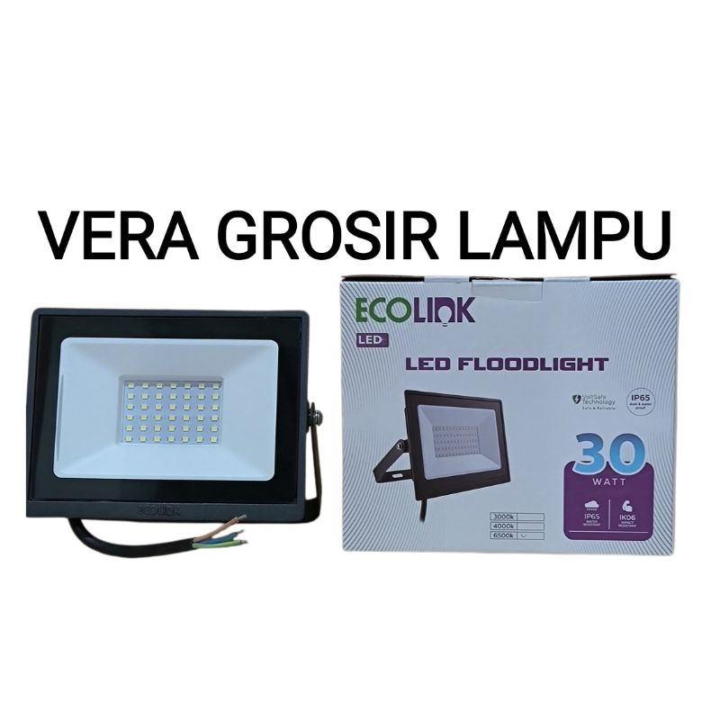 Jual Lampu sorot ECOLINK 30W LED Floodlight Super terang Putih 6500K / Kuning 3000K | Shopee ...