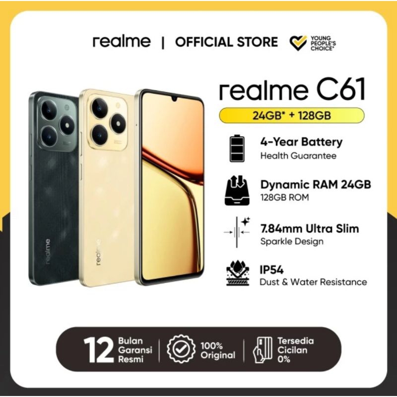 Jual Realme C61 8+16/128 Original Garansi Resmi 1 Tahun | Shopee Indonesia