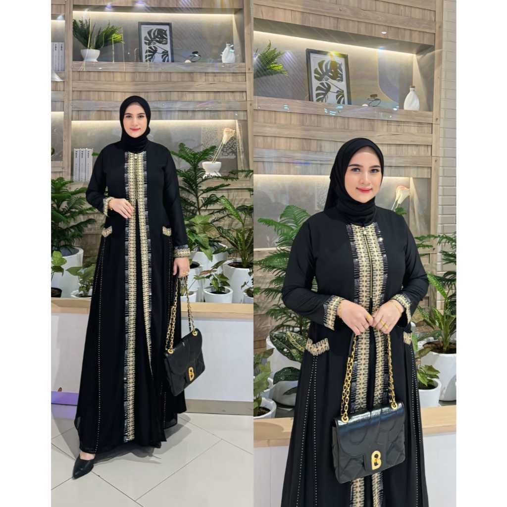 Jual Abaya premium gamis arab hitam terbaru 09 | Shopee Indonesia