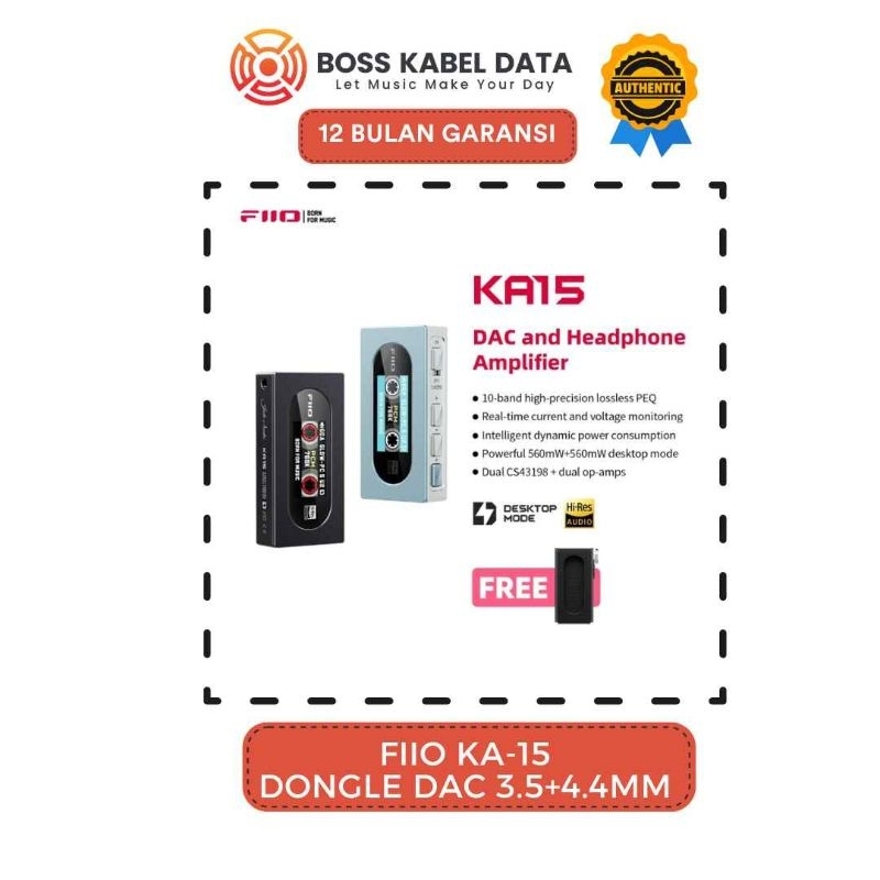 Jual Fiio KA15 Jade Audio KA-15 Dongle DAC Dual Output 3.5mm+4.4mm Chip ...