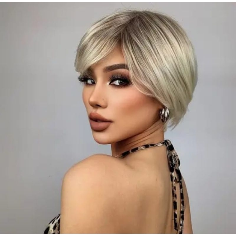Jual Wig Wanita Wig Synthetic Wig Blonde Wig Pendek Wig Korean Style ...