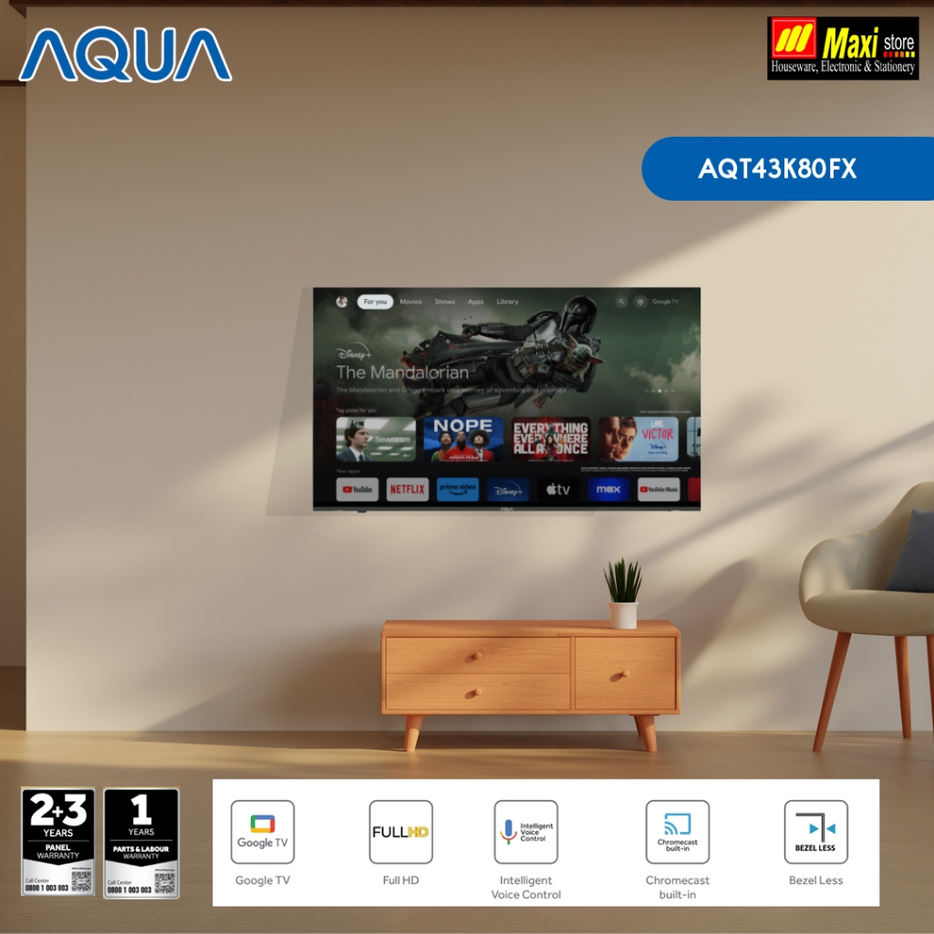 Jual AQUA Google TV Full HD 43 Inch AQT43K80FX / AQT-43K80FX | Shopee ...
