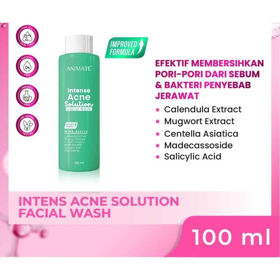 Jual ANIMATE Intense Acne Solution Facial Wash 100ml | Shopee Indonesia
