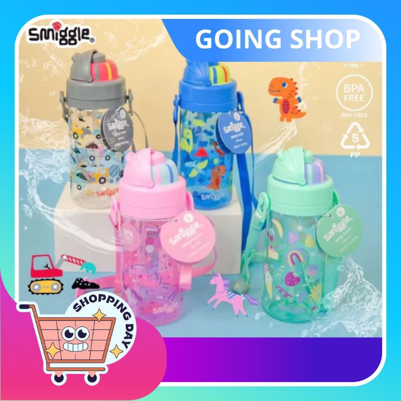 Jual [ GS ] BOTOL MINUM SMIGGLE Junior Bottle Long Strap 430ML BPA FREE | Shopee Indonesia