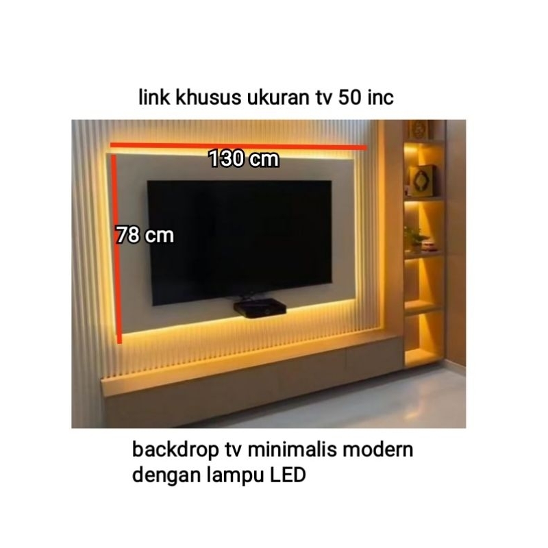 Jual Backdrop tv 50 inc minimalis modern + lampu LED | Shopee Indonesia