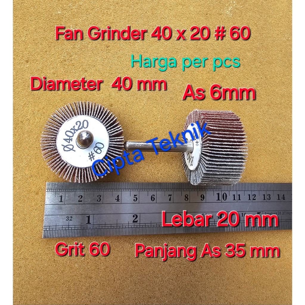 Jual Fan Grinder 40 x 20 Grit 60 Amplas Kipas 40x20 Grit60 Rotary Flap ...
