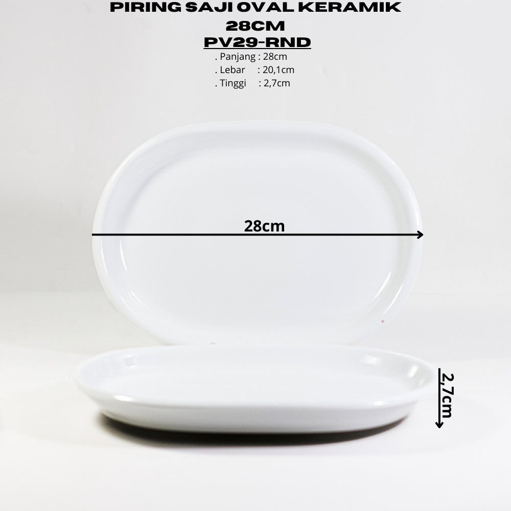 Jual Piring Saji Oval Keramik 28CM (1PCS) Polos By Indo Keramik Piring ...