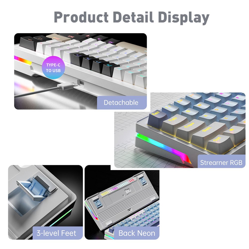 Jual Zifriend AG61 RGB backlight mechanical keyboard layout 60% type-c ...