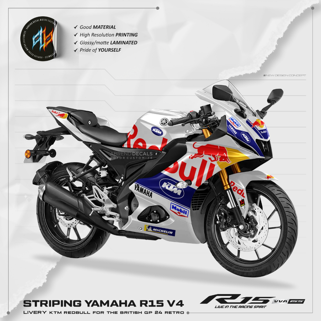 Jual STRIPING R15 V4 LIVERY BRITISH GP REDBULL / STIKER MOTOR YAMAHA ...