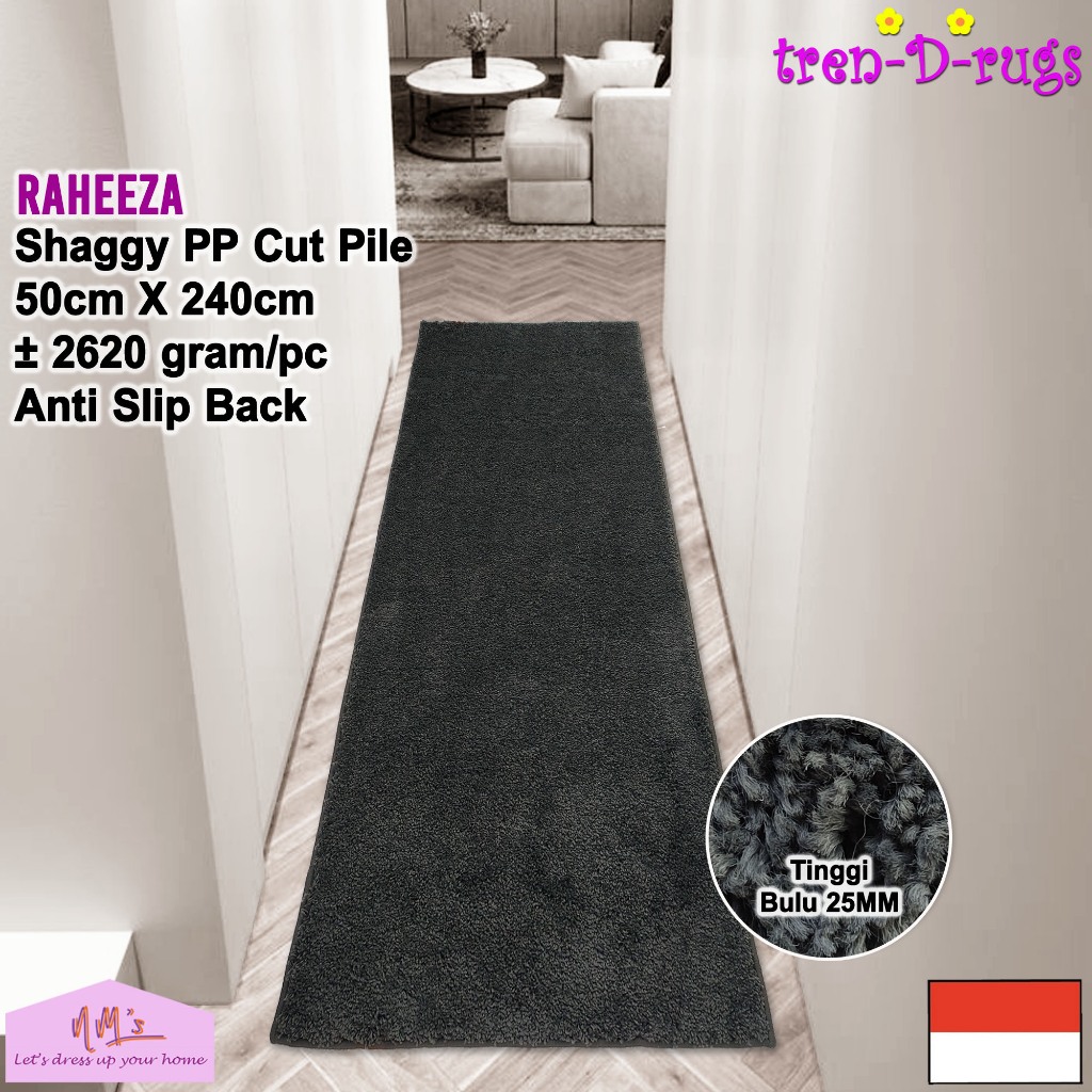 Jual Tren-D-rugs Keset shaggy polos modern estetik 50 cm x 240 cm anti ...