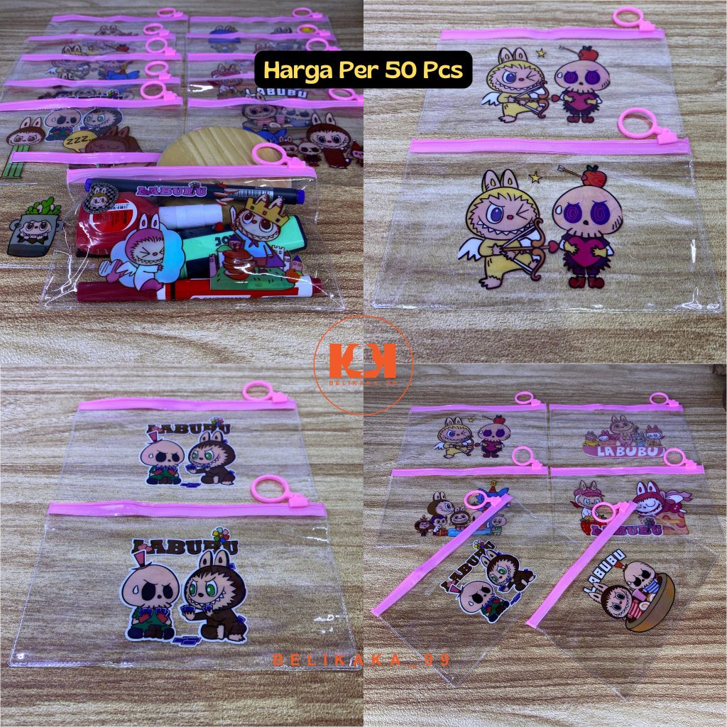 Jual (50 PCS) POUCH MIKA ZIPLOCK TRANSPARAN MOTIF LABUBU / POUCH ...