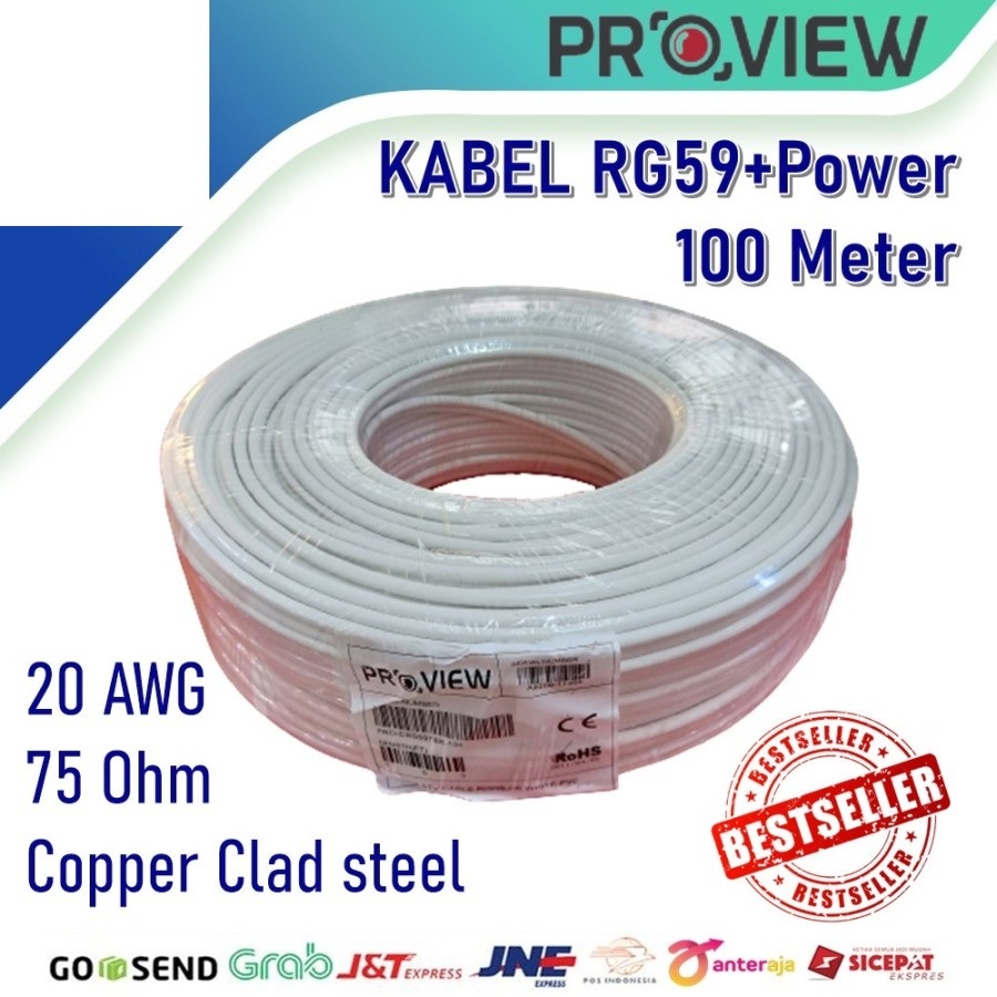 Jual PER ROLL 100M / Kabel CCTV RG59 Kabel Coaxial + Power RG 59 ...