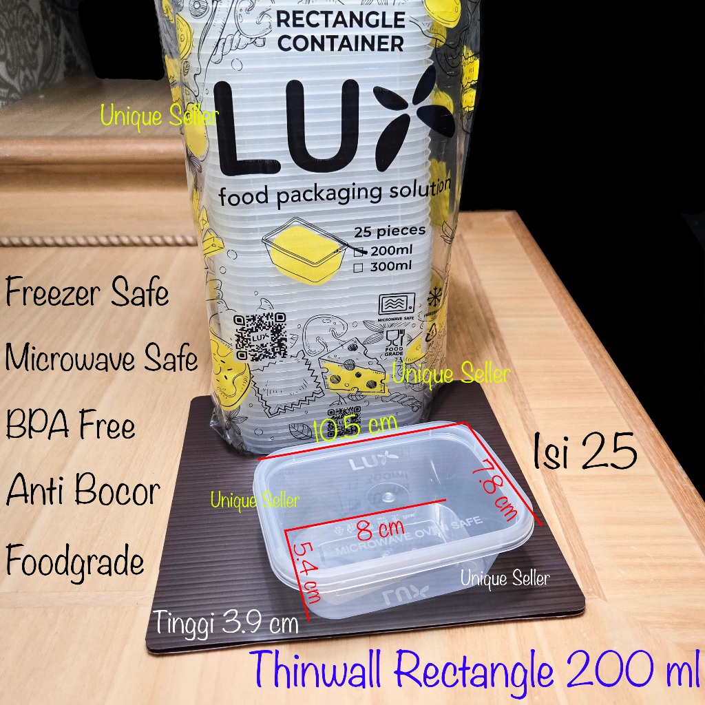 Jual [Isi25] Thinwall Rectangle 200 300 400 500 ml LUX / Thinwall ...