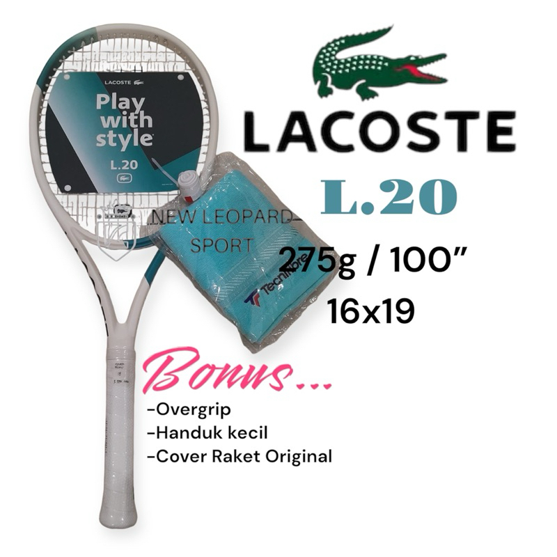 Jual Raket Tenis Lacoste L.20 Light 275gram 100” / Tenis Racket ...