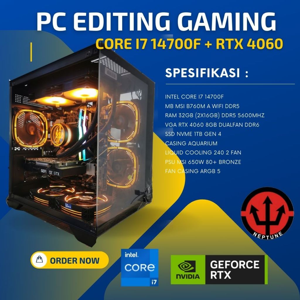 Jual RAKITAN Komputer/PC Core I7 14700F + VGA RTX + NVME 1TB EDTING ...