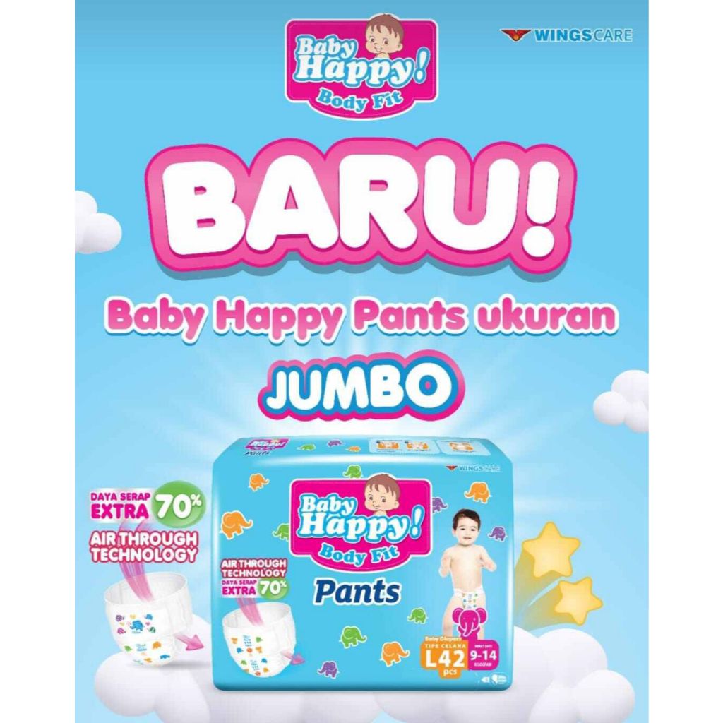 Jual Baby Happy Kemasan Jumbo M48 L42 XL38 | Shopee Indonesia