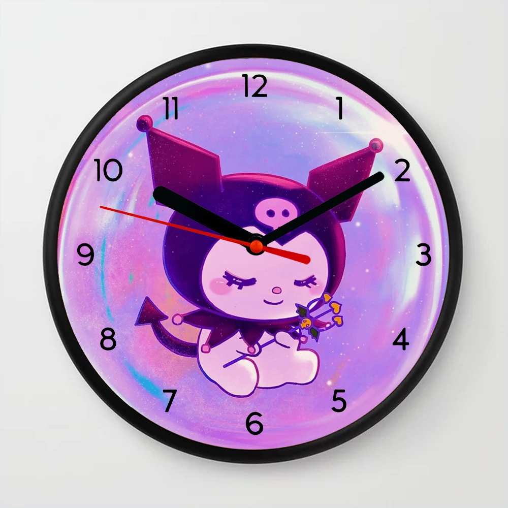 Jual Jam Dinding Tema kartun Kuromi Jam Bulat diameter 20cm Senyap ...