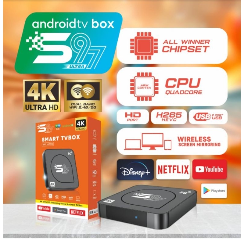 Jual android tv box hd android 4k s97 ultra smart tv box android 10 ...