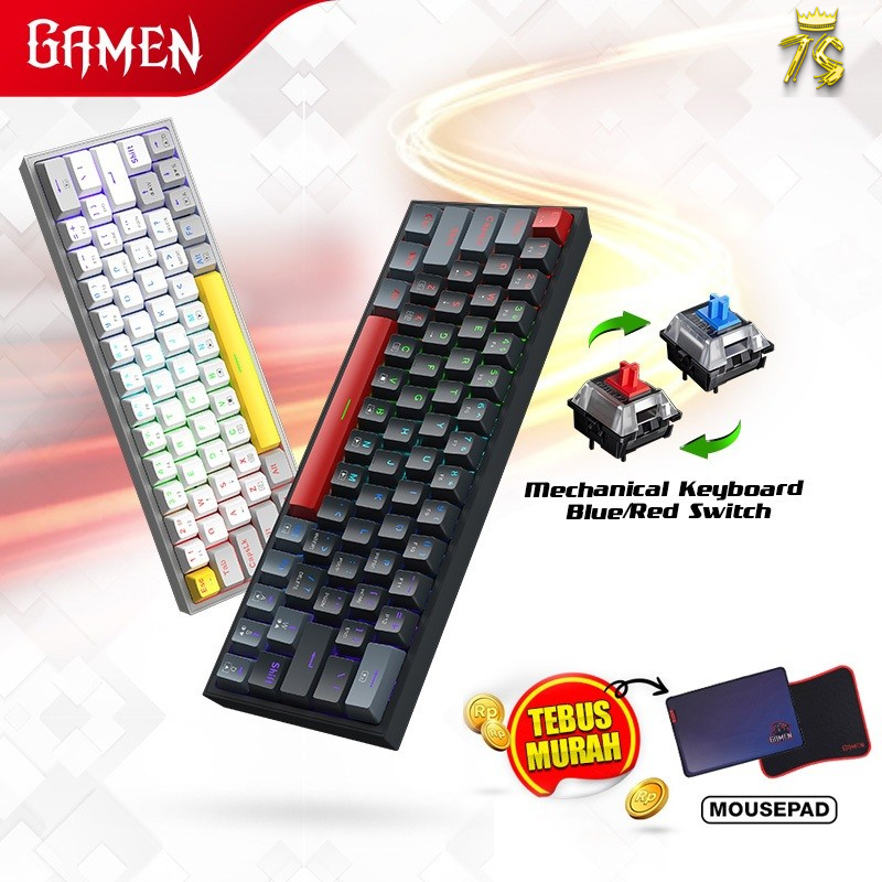 Jual GAMEN Titan V Keyboard Gaming Mechanical 60% Layout Pluggable RGB ...
