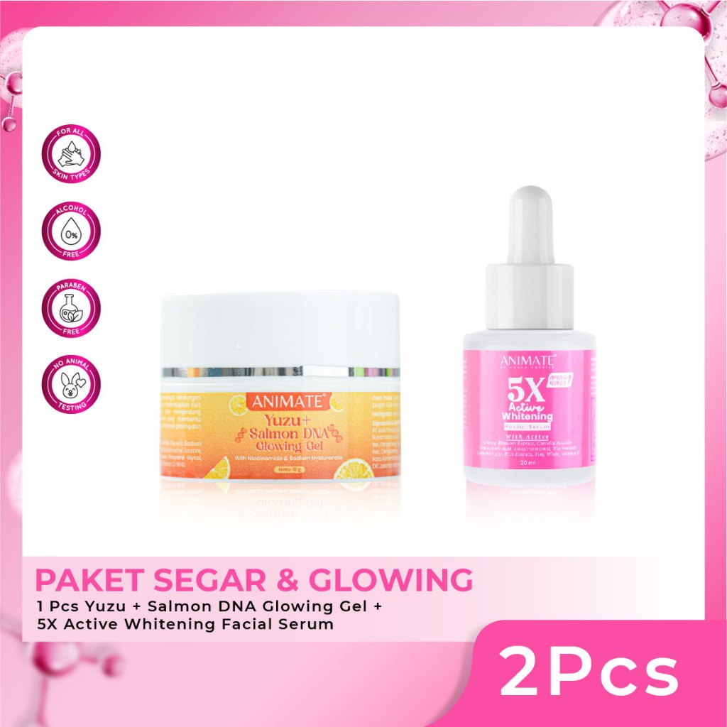 Jual Paket Cerah & Glowing Animate | Yuzu Gel Salmon DNA dan Whitening ...
