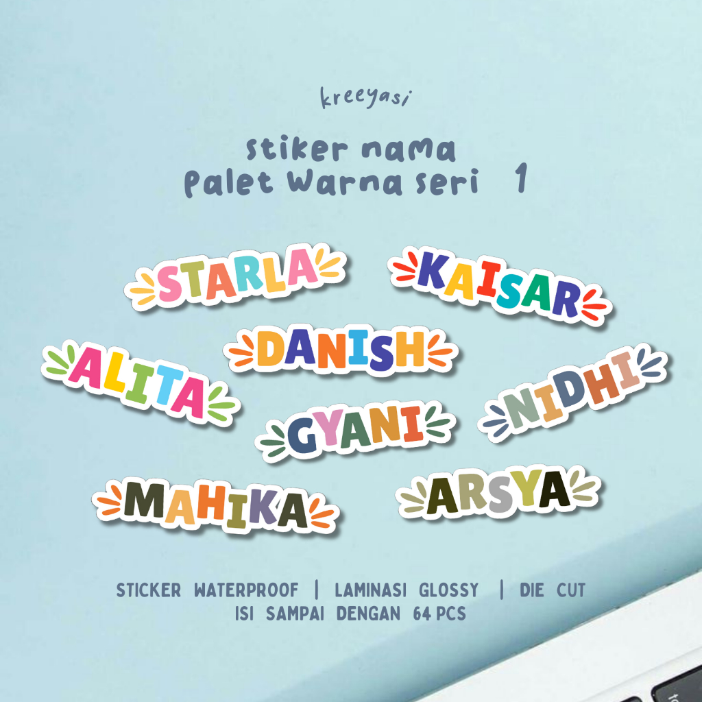 Jual PALET WARNA seri 1 - Stiker Label Nama - Waterproof - Kreeyasi ...
