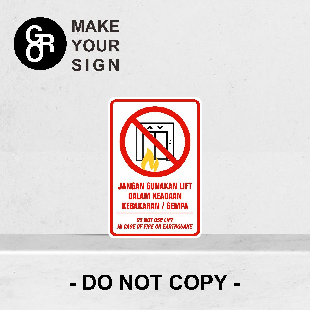 Jual Rambu Sign Plat Alumunium/Plang/Lalu Lintas Jangan Gunakan Lift ...