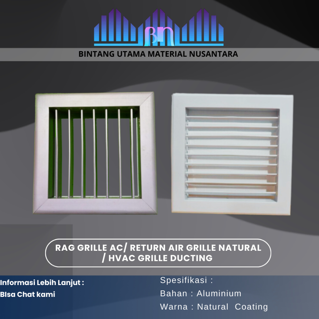 Jual RAG Grille ac / Return Air Grille warna Natural / HVAC Ducting ...