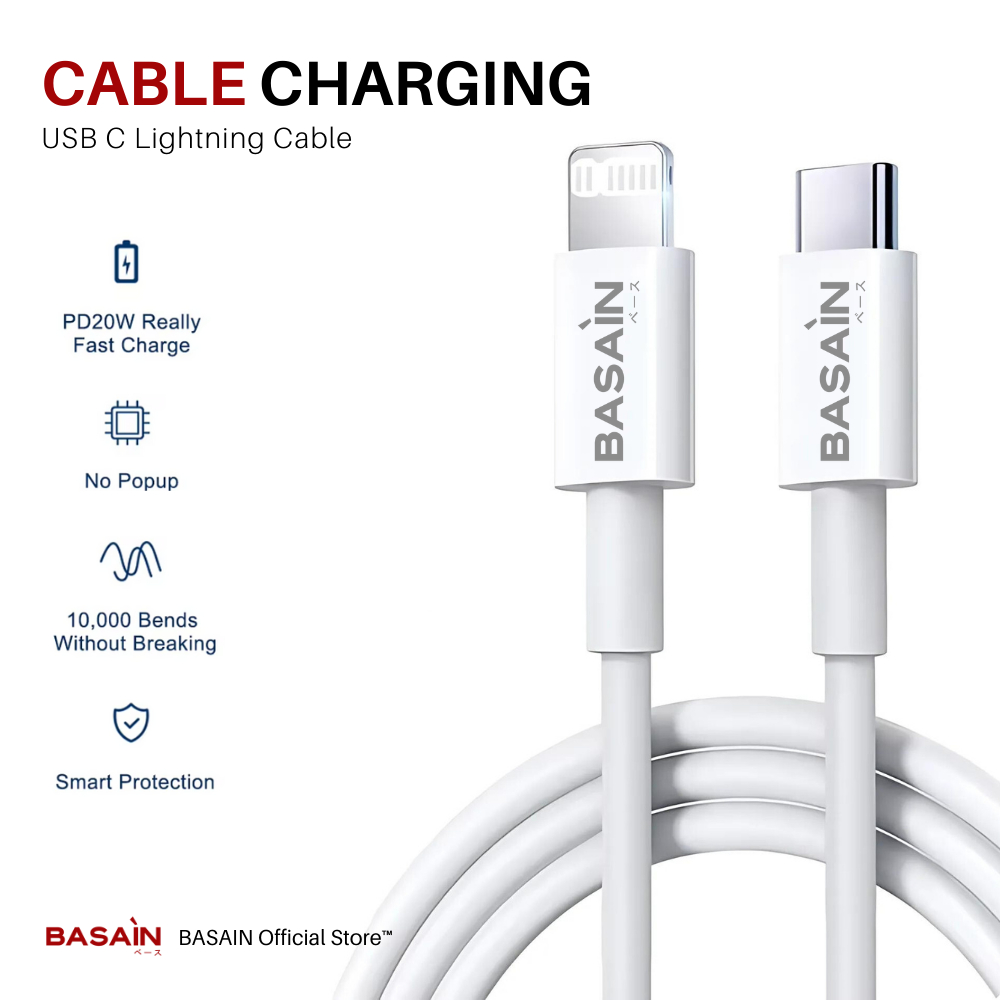 Jual BASAIN Kabel Data Fast Charging Type-C to Lightning / Type-C | 1 ...