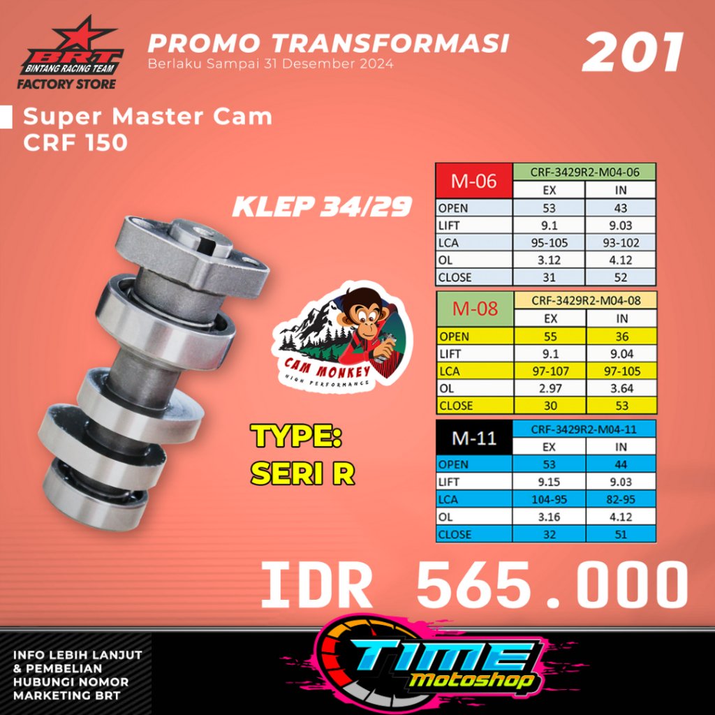 Jual NOKEN AS BRT CRF 150 / NEW MEGA PRO / VERZA / CB VERZA MASTER CAM MONKEY M06 M08 M11 ...