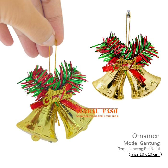 Jual Hiasan Gantung pohon natal Lonceng Pipih Mini / dekorasi Gantung ...