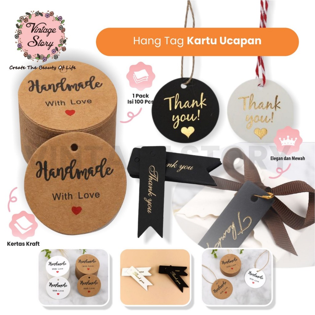Jual Hang Tag Kartu Ucapan Terima Kasih Handmade Souvenir Hampers 1 ...