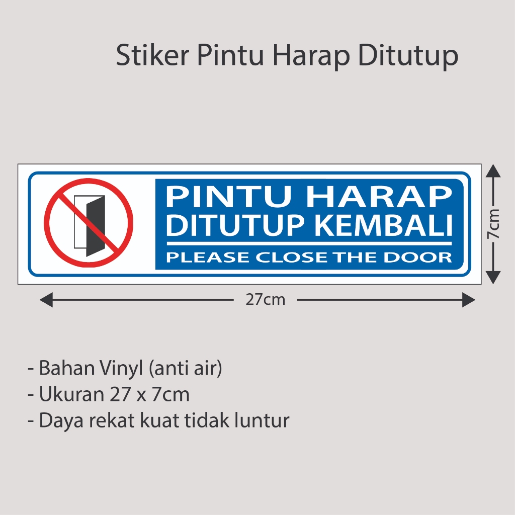 Jual Stiker Sign label pintu harap ditutup kembali sticker vinyl perkantoran | Shopee Indonesia