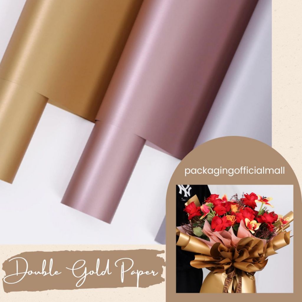 Jual DOUBLE GOLD PAPER / CELLOPHANE / FLORIST PAPER / KERTAS BUKET ...