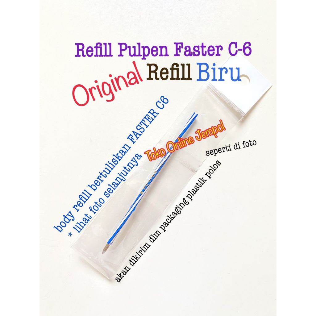 Jual REFILL FASTER C6 tinta BIRU HITAM isi ulang ballpoin balpen polpen ...
