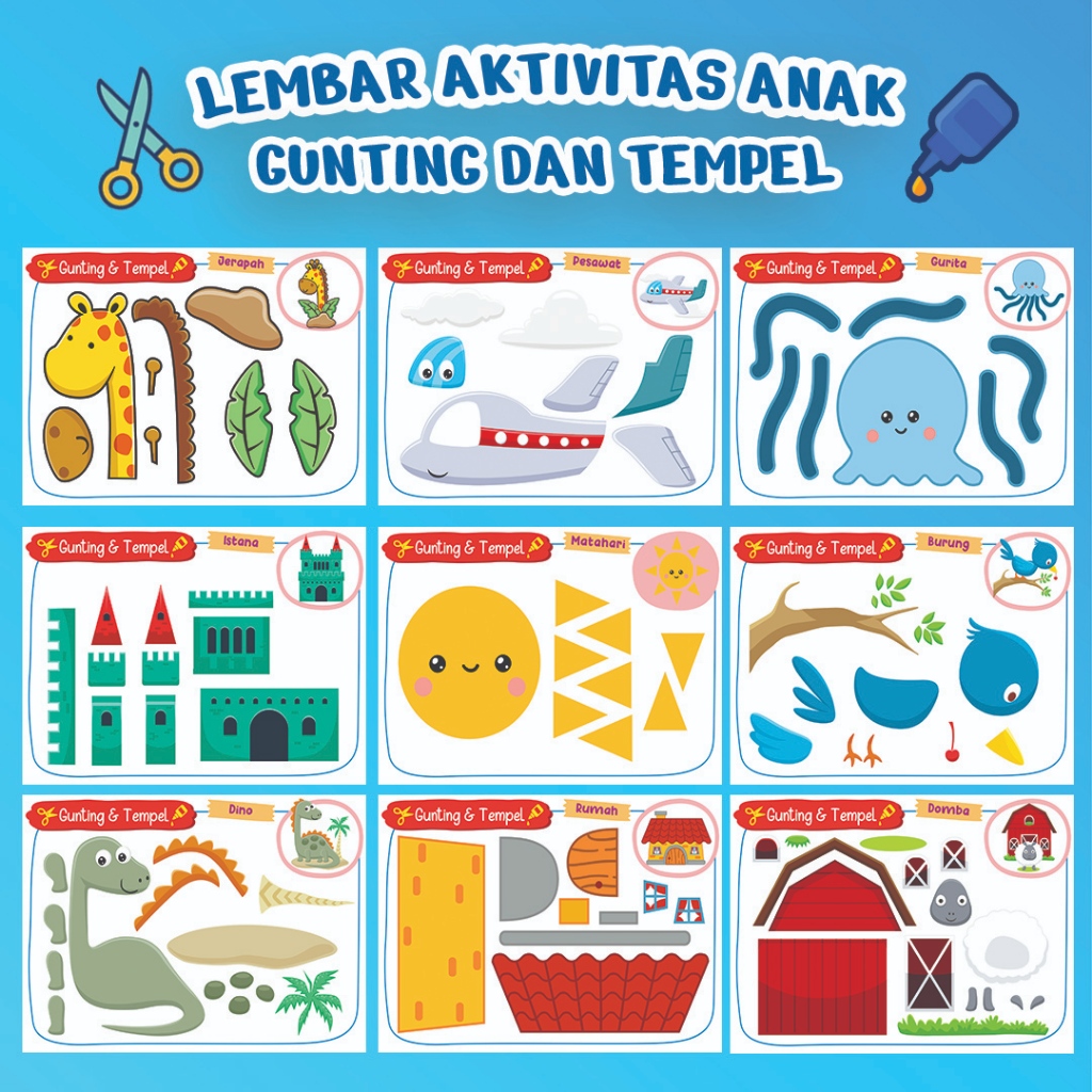 Jual Gunting dan Tempel Lembar Aktivitas Anak Cut And Glue - Worksheet ...