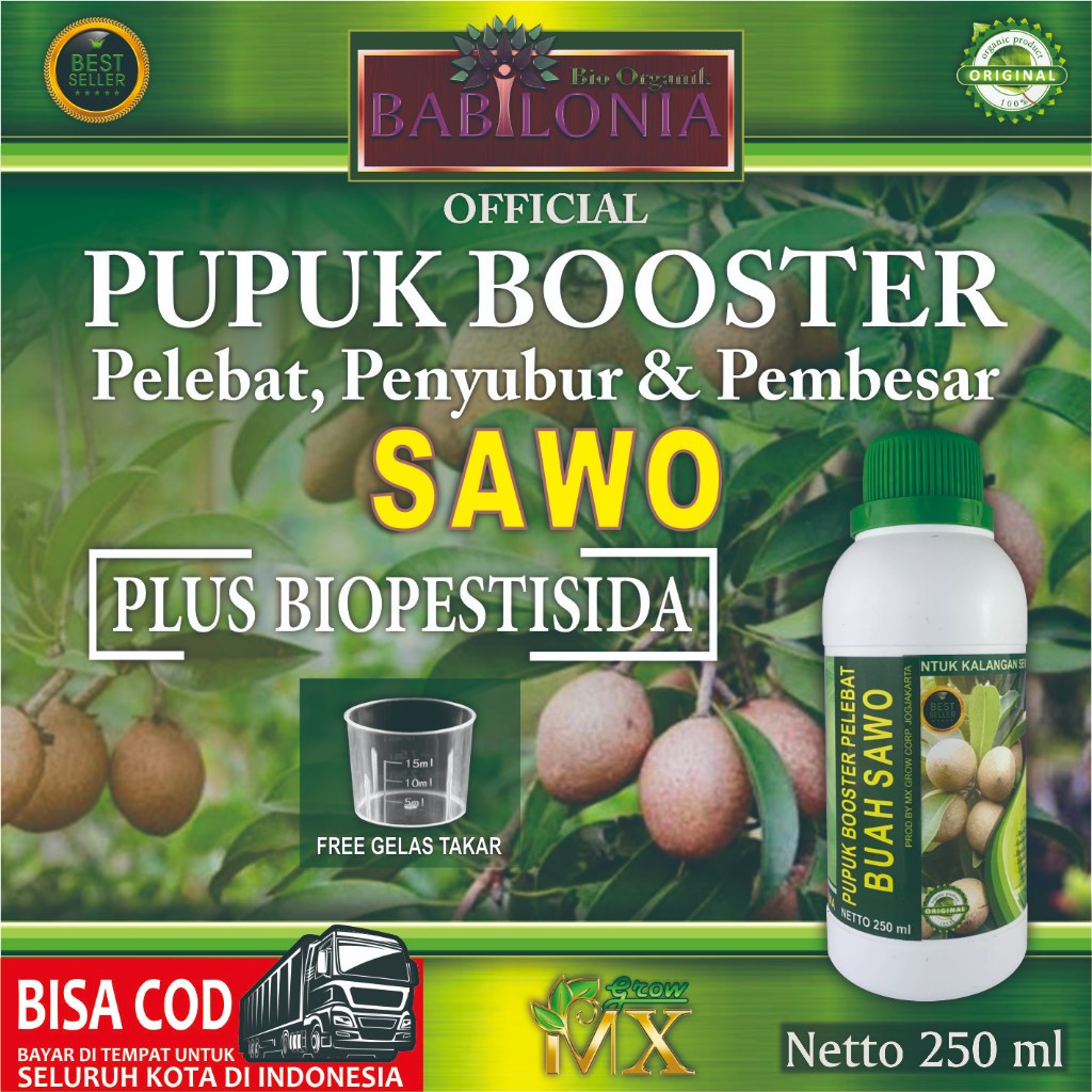 Jual Pupuk Organik Cair Pelebat Penyubur Pembesar Tanaman SAWO 250ml / Booster Tanaman Sawo ...