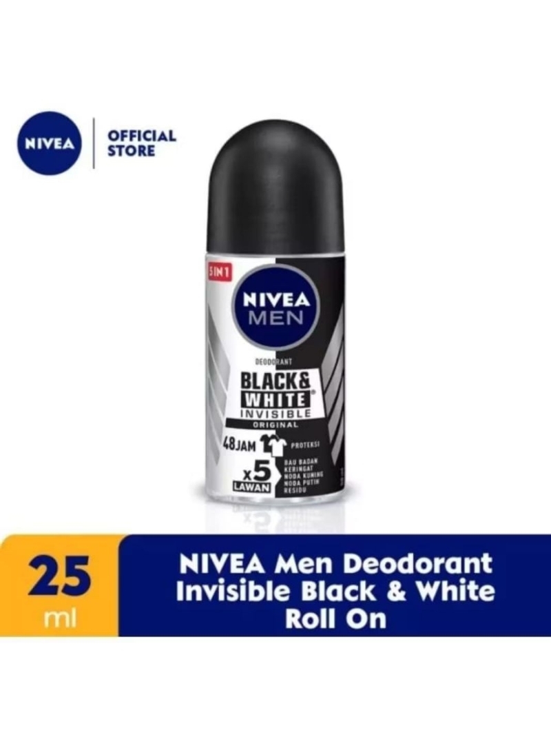 Jual NIVEA Men Deodorant Invisible Black & White Roll-On Original 25ml | Shopee Indonesia