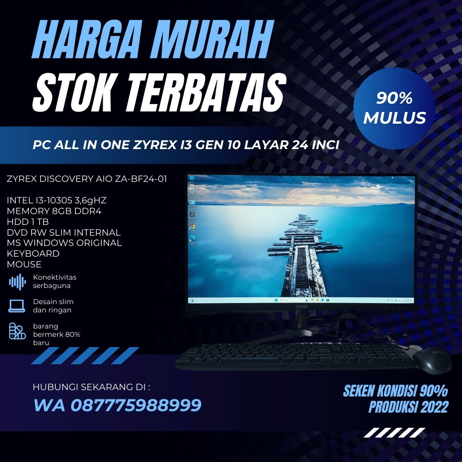 Jual Komputer PC All in one zyrex discovery AIO-ZA-BF24-01 Monitor 24 ...