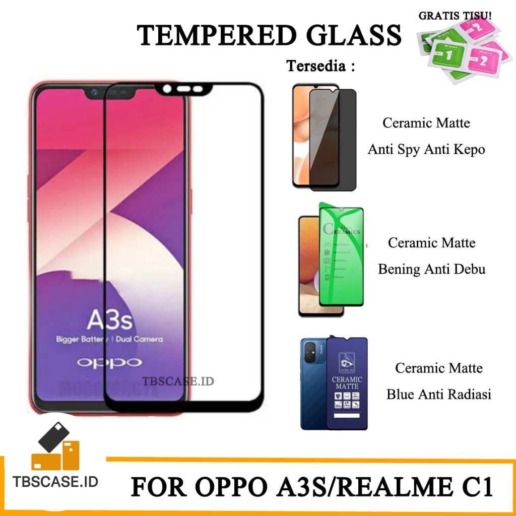 Jual Anti Gores Oppo A3S A1K Realme C1 C2 - Tempered Glass Anti Pecah ...