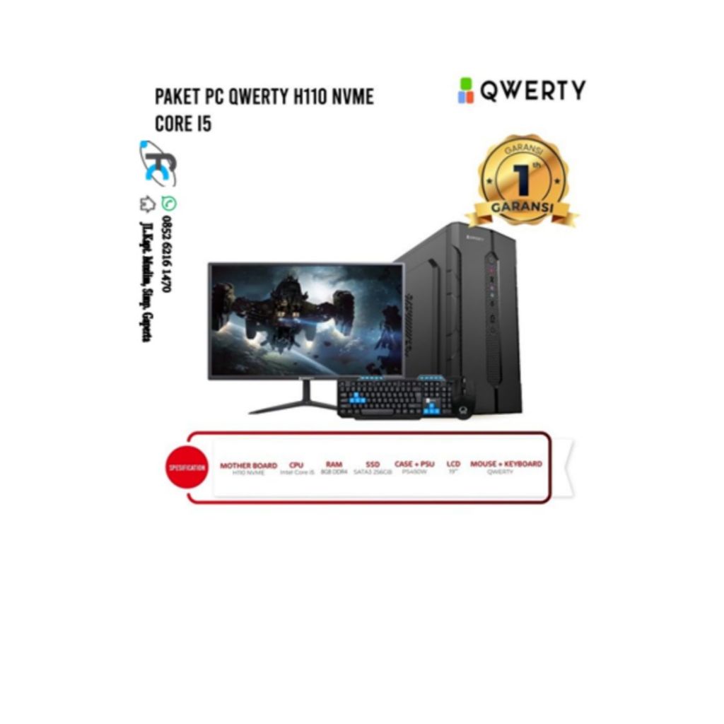 Jual PAKET PC RAKITAN QWERTY H110NVME CPU INTEL CORE i5 RAM 8GB DDR4 ...